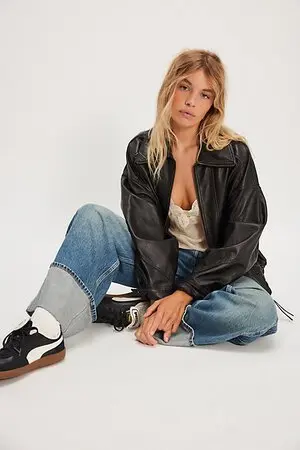 We The Free Desert Moon Leather Bomber Jacket