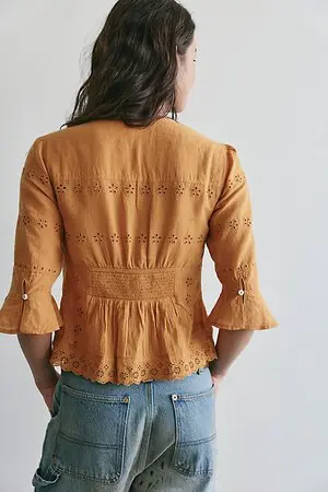 Free People Salone Eyelet Top - Bronzer