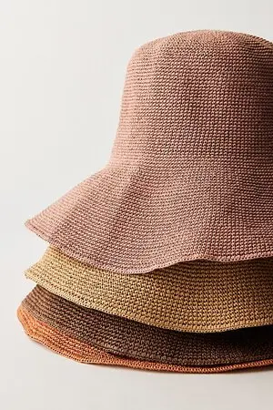 Free People Woven Wide Brim Hat - Orange