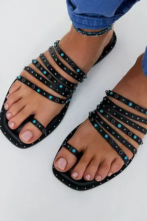 FP COLLECTION Embellished Suede Sandals - Black