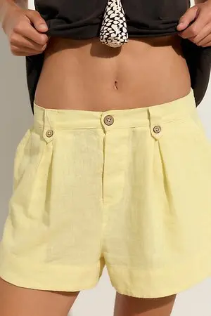 Free People Jetty Linen Tailored High-rise Shorts - Chardonnay