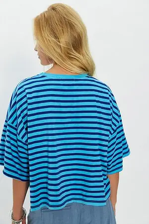 Daydreamer Sport Graphic Striped Cropped T-shirt