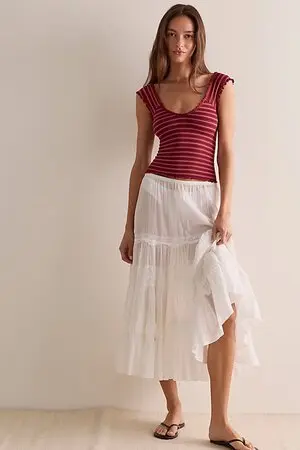 INTIMATELY Sunbeam Stripe Tee - Deep Claret