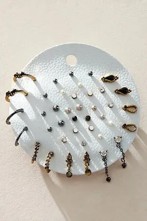 Free People Teeny Tiny Mega Stud Earring Set At - Jet