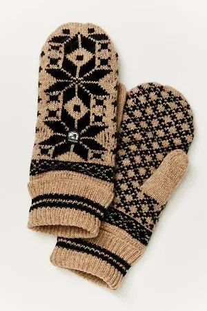 HESTRA Isvik Knitted Mittens - Beige/black