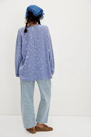 We The Free Backyard Tee" Long Sleeve, Oversized, Printed Top