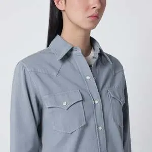 A.p.c. Cotton Shirt With Button Closure And Chest Pockets - Blue
