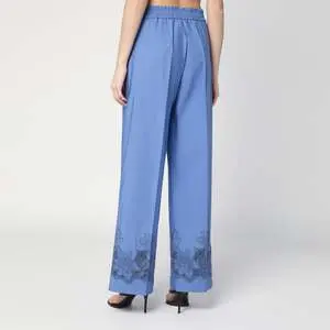 P.a.r.o.s.h Embroidered Cotton Poplin Trousers - Blue