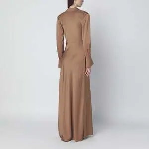 Simkhai Adelle Satin Maxi Dress With Draping - Brown