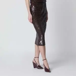 P.a.r.o.s.h Sequin Pencil Skirt - Brown