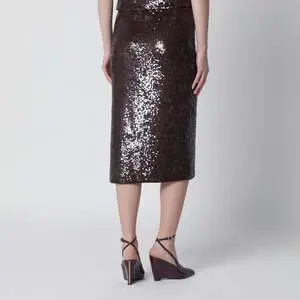 P.a.r.o.s.h Sequin Pencil Skirt - Brown