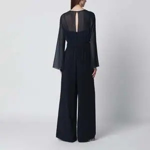 P.a.r.o.s.h Parosh Crew-neck Jumpsuit With Belt - Blue