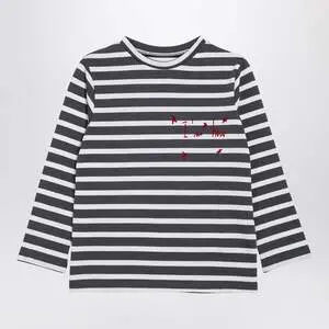DOUUOD Striped Cotton Jersey Long Sleeve Crewneck Top