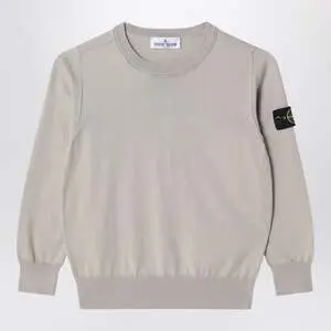 Stone Island Cotton Crewneck Sweater With Compass Logo Patch - Grey