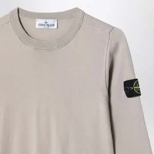 Stone Island Cotton Crewneck Sweater With Compass Logo Patch - Grey