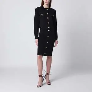 Balmain Tweed Pencil Skirt With Gold-tone Logo Buttons