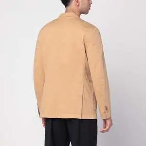 SANTANIELLO Walnut-coloured Single-breasted Cotton Jacket