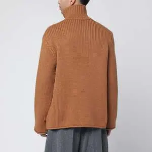 Loewe Wool Turtleneck Sweater With Leather Detail
