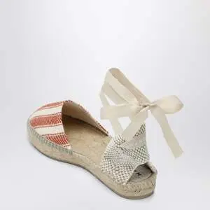 Manebí Striped Espadrille Flats With Ankle Tie Fastening