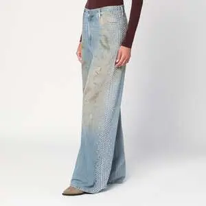 GOLDEN GOOSE Wide Leg Jeans With Distressed Effect
