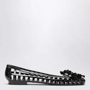 HEAVENLY JELLY Bloomi Ballet Flats In Pvc With Beaded Flowers - Black
