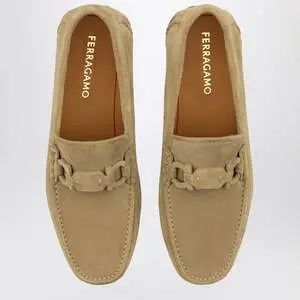 FERRAGAMO Gancini Driver Loafer In Suede Calfskin