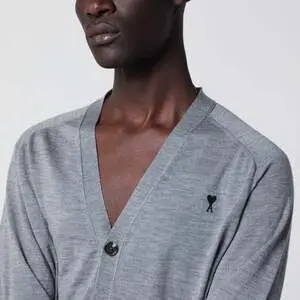 AMI Paris De Coeur Wool Cardigan