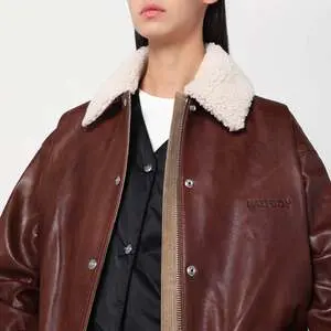 HALFBOY Leather Jacket With Shearling Collar