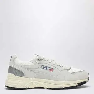 AUTRY Hyperway Sneakers In Silver Mesh And Suede - White