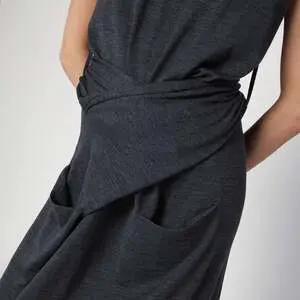 JIL SANDER Wool Midi Dress - Grey