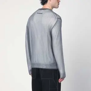 JIL SANDER Layered Transparent Nylon Crew Neck Sweater With White Cotton T-shirt
