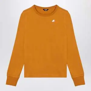 K-WAY Cotton Long Sleeve T-shirt With Logo Patch - Yellow
