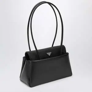 Prada Passage Medium Bag In Leather And Re-nylon - Black