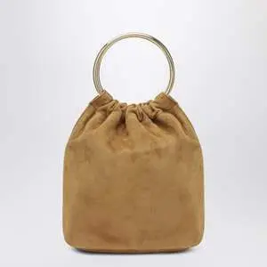 Prada Suede Mini Bucket Bag With Circular Handles - Brown