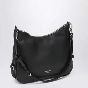 Prada Large Calf Leather Shoulder Bag - Black