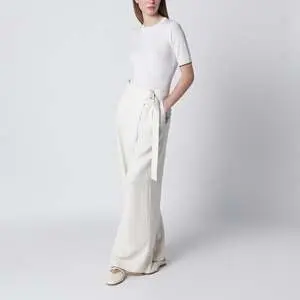 Brunello Cucinelli White Cashmere And Silk Blend Knit Top