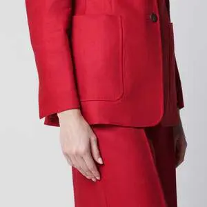 Max Mara Semi-fitted Single-breasted Linen Blazer - Red