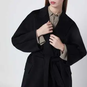 Max Mara Navy Cashmere Wrap Coat
