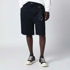 DARKPARK Navy Cotton Bermuda Shorts With Carabiner And Scarf Detail - Blue