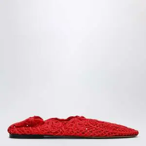 ODISSI Iris Crochet Ballerina Flats - Red