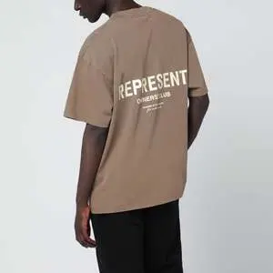 REPRESENT Light Brown Cotton T-shirt With Logo
