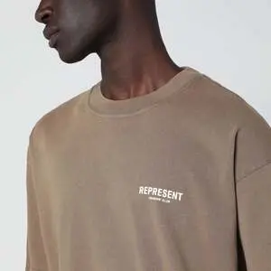 REPRESENT Light Brown Cotton T-shirt With Logo