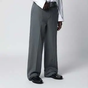 LARDINI Grey Cotton And Silk Blend Trousers