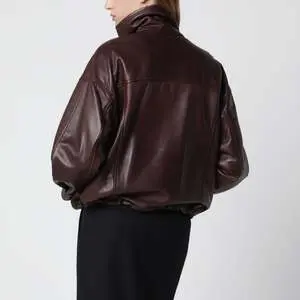 Nour Hammour Leather Bomber Jacket