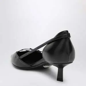 Prada Side-open Leather Slingback Pumps With Bow Detail