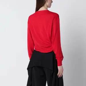 Loewe Merino Wool Draped V-neck Top