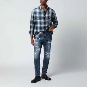 Dsquared2 Slim Washed Jeans With Distressed Details - Blue