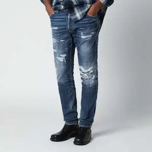 Dsquared2 Slim Washed Jeans With Distressed Details - Blue