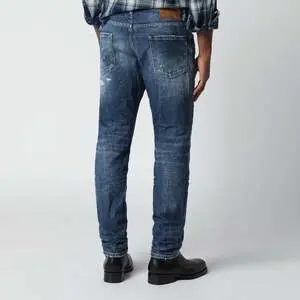 Dsquared2 Slim Washed Jeans With Distressed Details - Blue