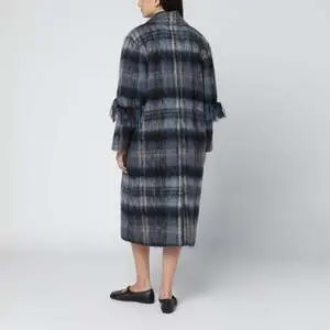Loewe Mohair And Wool Blend Checked Coat - Blue